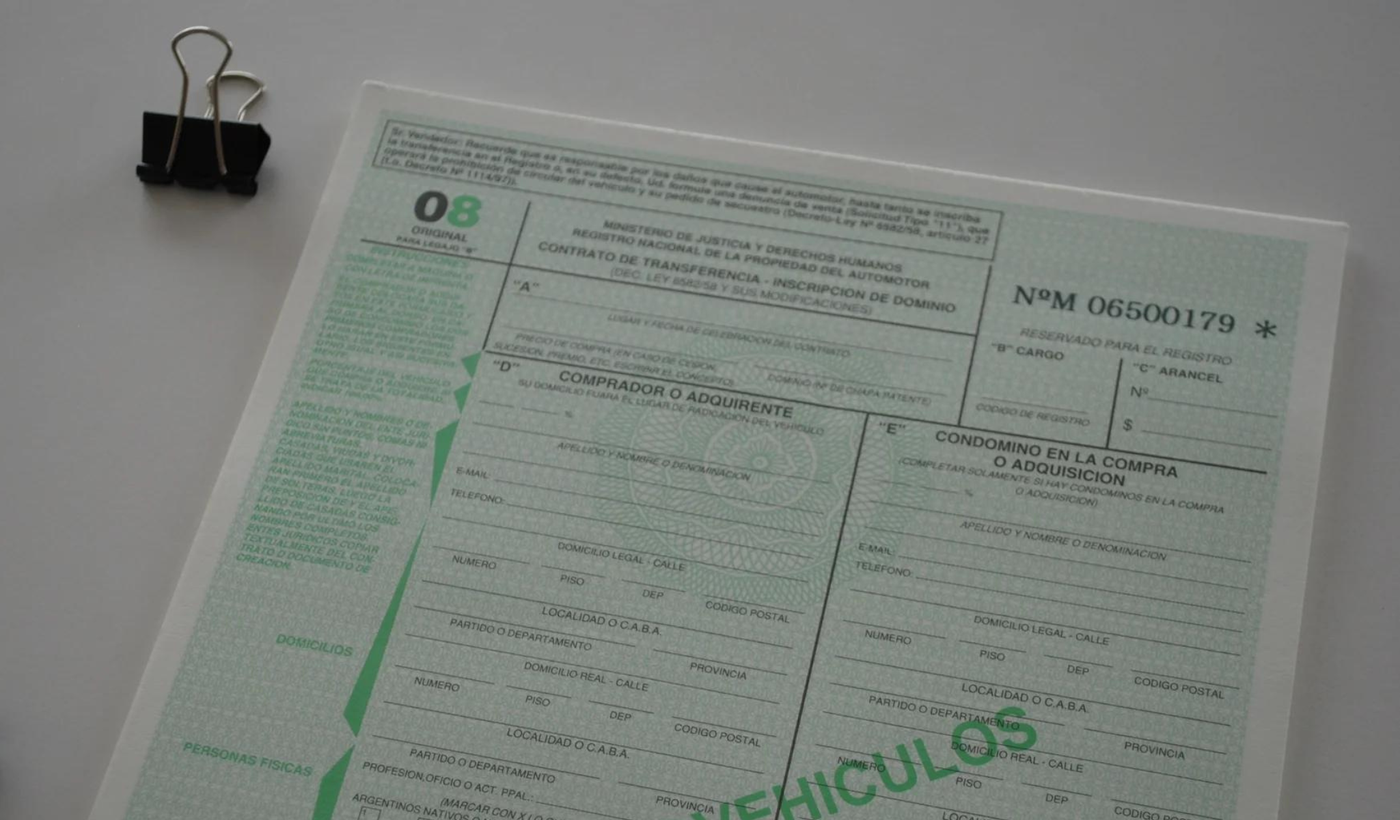 ¿Cómo es el nuevo Formulario 08 para las transferencias de vehículos?