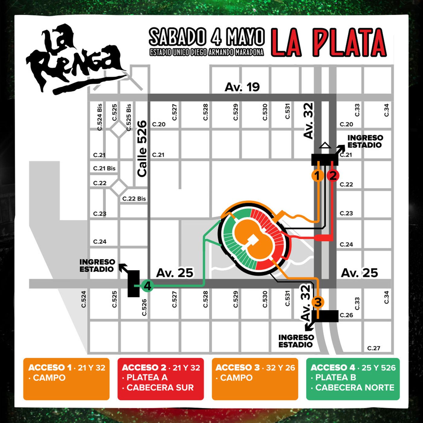 Accesos, puntos de retiros y más: todos los detalles del primer show de La Renga en La Plata